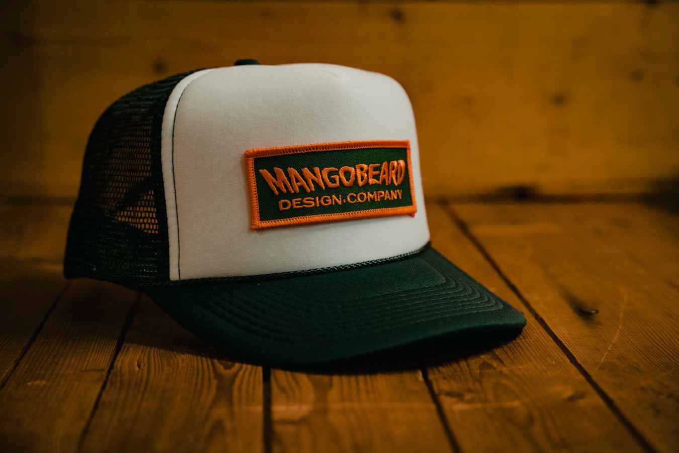 Mangobeard Design Co - Classic Logo Patch - Orange/Dark Green - Trucker Cap | mangobeard